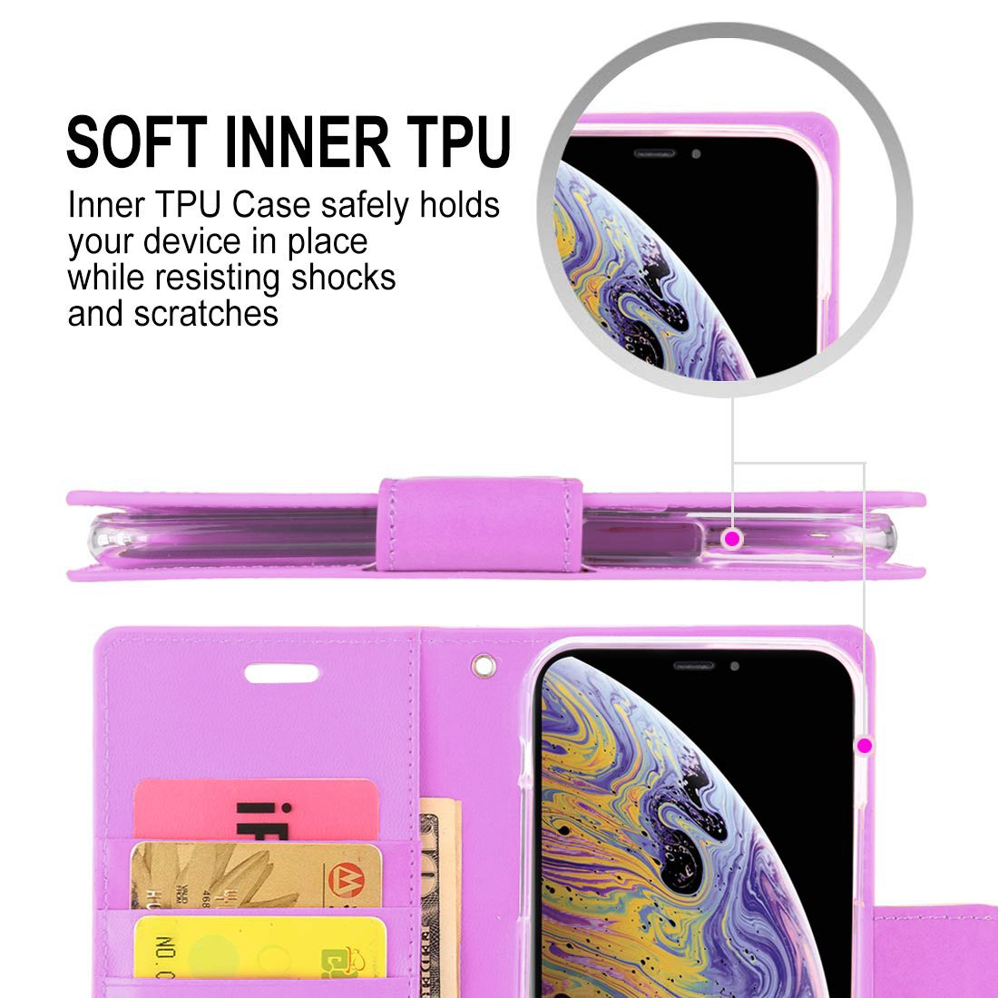 Stylish Purple iPhone 11 Pro Genuine Mercury Sonata Wallet Diary Case ...