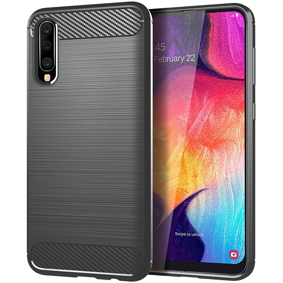 Black Samsung Galaxy A50 Slim Armor Shock Proof Carbon Fibre Case - New ...
