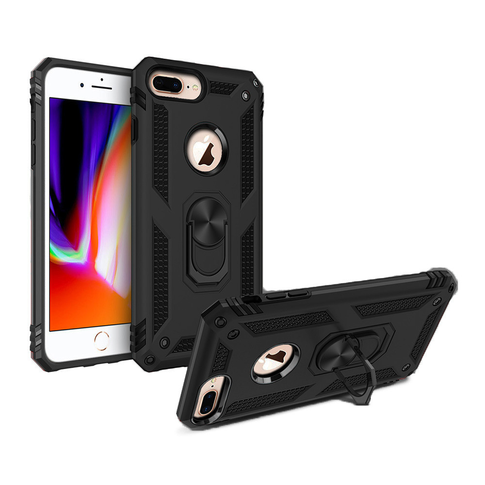 Black 360 Rotating Metal Ring Slim Armor Stand Case for iPhone SE 2020 ...
