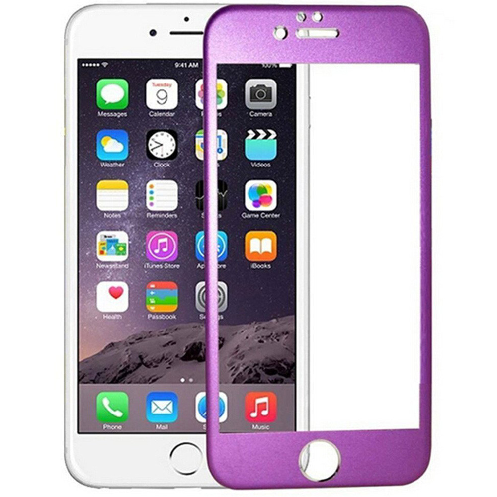Purple Apple iPhone 6 / 6S 4.7" Titanium Frame Tempered Glass Screen ...