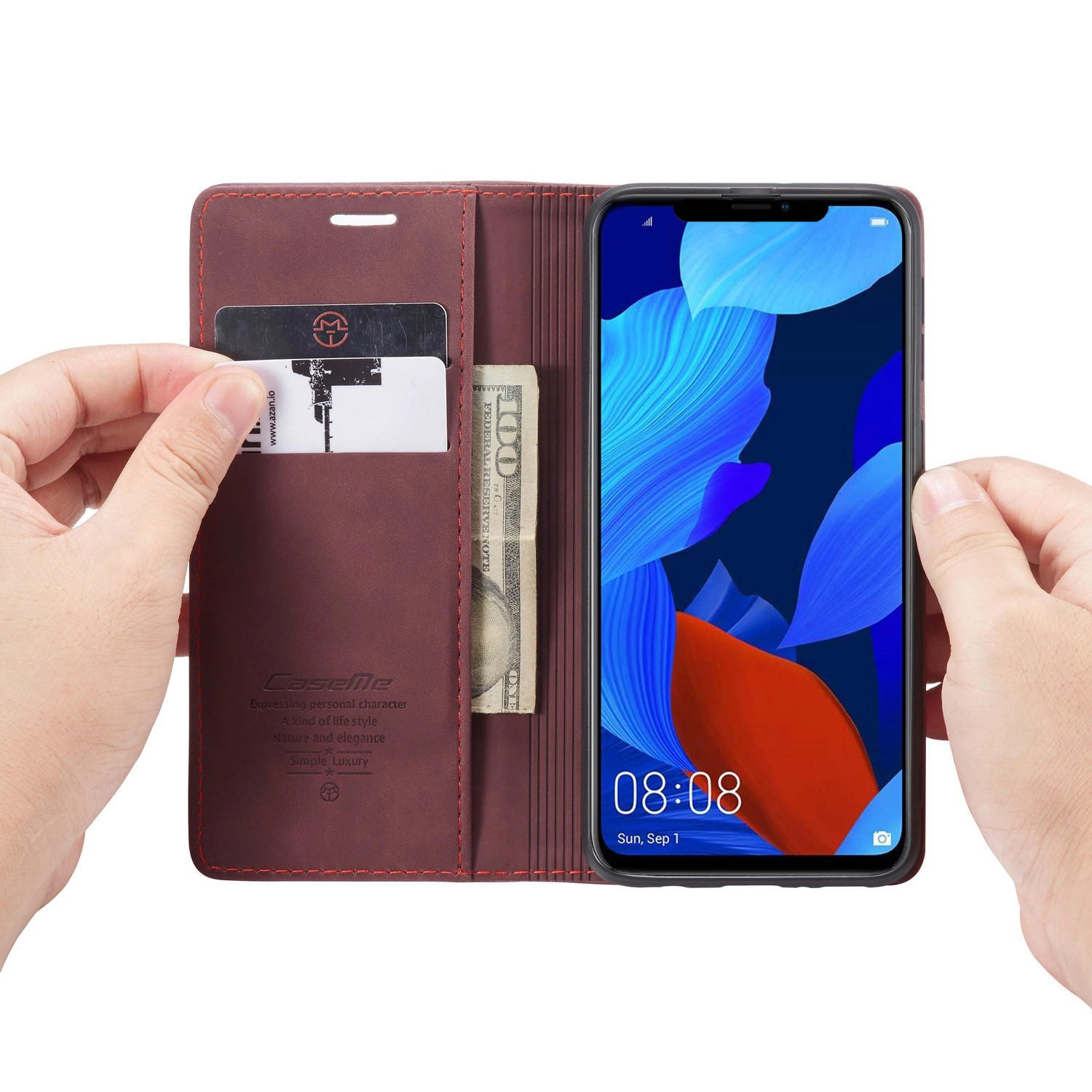 Red Wine Oppo Reno 2z CaseMe Compact Flip Magnetic Wallet Case - New Case