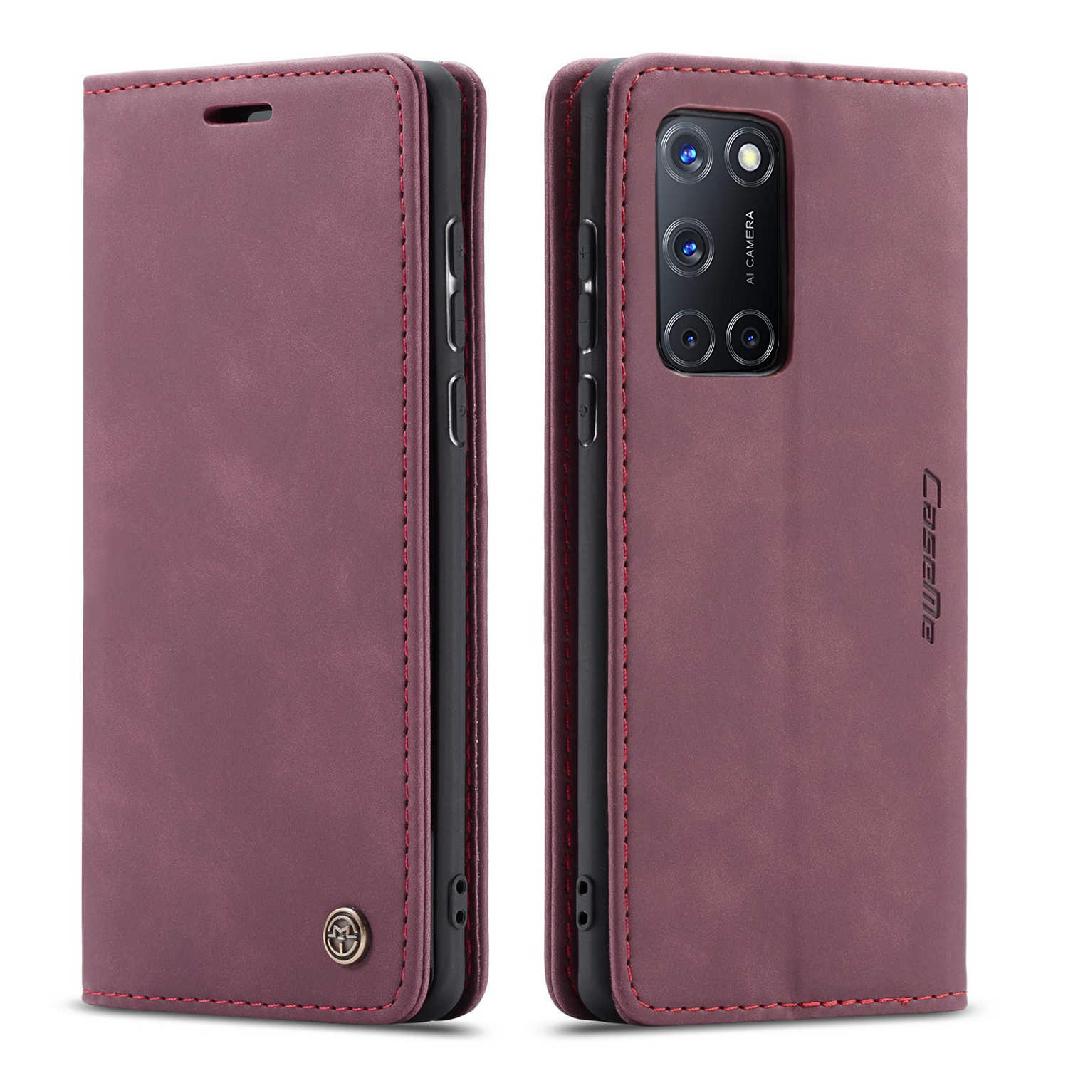 Red Wine Oppo Reno 2z CaseMe Compact Flip Magnetic Wallet Case - New Case