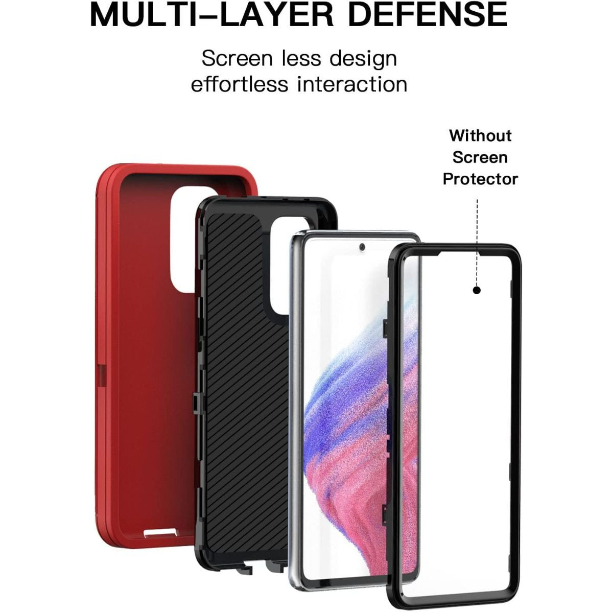Red Heavy Duty Defender Military Grade Case For Galaxy A53 5G - New ...