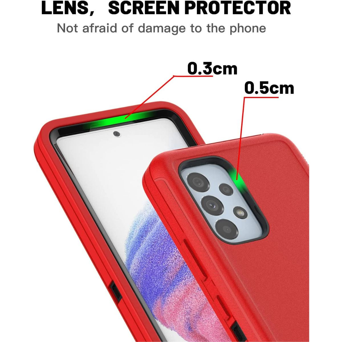 Red Heavy Duty Defender Military Grade Case For Galaxy A53 5G - New Case