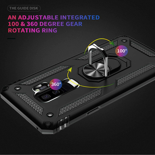 Black Galaxy S9+ Plus Hybrid Shock Proof Rotating Metal Ring Case - New ...