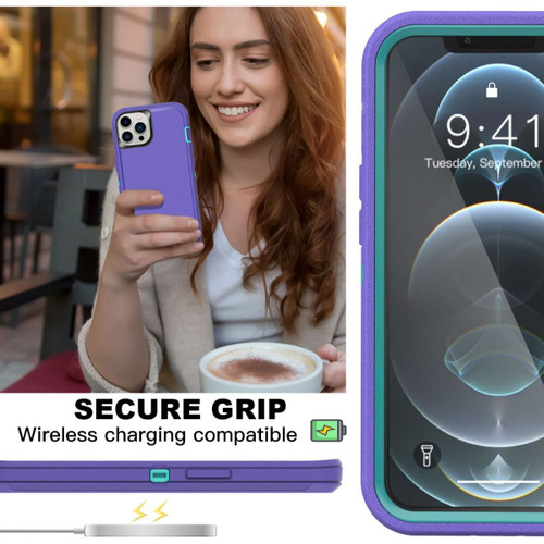 Purple iPhone 12 / 12 Pro Heavy Duty Military Defense Drop Proof Case ...