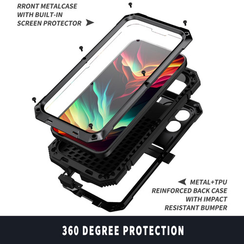 Black iPhone 15 Pro Heavy Duty Military Metal Drop Proof Case - New ...