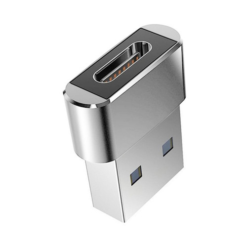 Silver USB Type A Male to USB C Type C Female Charging Port Adapter ...