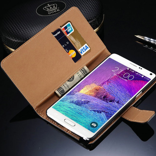 Premium Purple Samsung Galaxy Note 4 Leather Wallet Case Cover - New ...