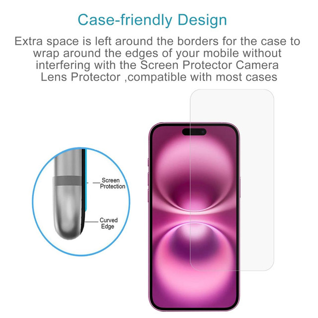 iPhone 16 Plus 9H Tempered Glass Screen Protector - Ultra Slim & Anti ...