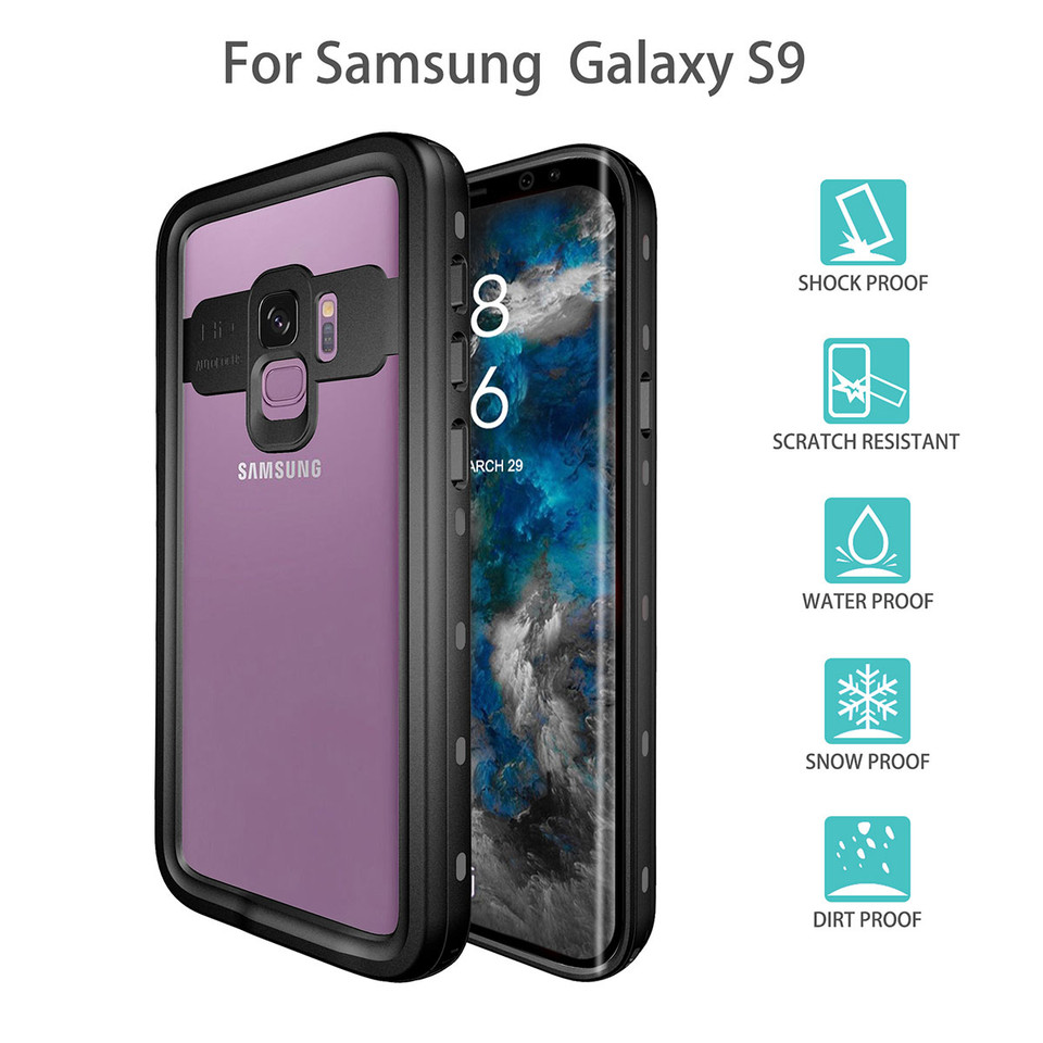 Black Samsung Galaxy S9 Waterproof Dirtproof Shock Proof Case - New Case