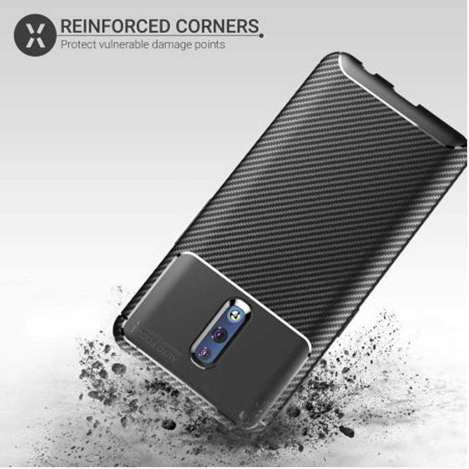 Black Oppo Reno Z Slim Armor Shock Proof Carbon Fibre Case - New Case ...