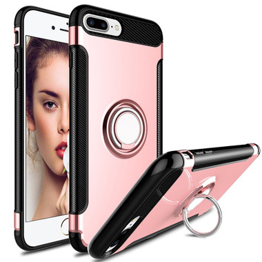 Rose iPhone 7 Plus / iPhone 8 Plus Gold 360 Degree Ring Stand Case ...