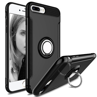 Black iPhone 7 Plus / iPhone 8 Plus Protective 360 Degree Ring Stand ...