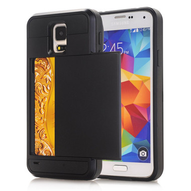 Samsung Galaxy S5 Black Armor Case | S5 Card Holder Case
