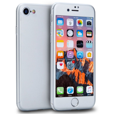 Silver iPhone 8 Full Coverage Protective Case + Glass Protector - New ...