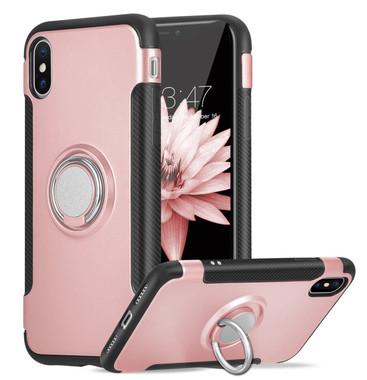 Rose Gold iPhone XR Metal 360 Degree Metal Ring Armour Stand Case - New ...