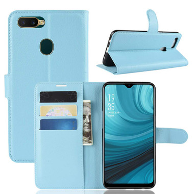Oppo AX7 Litchi Quality Modern Textured Wallet Case - Aqua - New Case ...