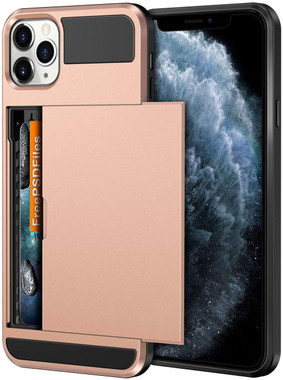 Rose Gold Shock Proof Slide Card Armor Case For Apple iPhone 11 Pro ...