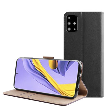 Samsung Galaxy A51 Smart Wallet Case | Black Leather Cover