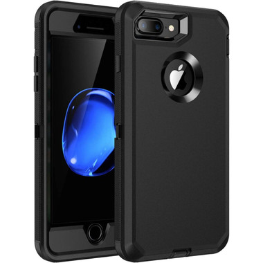 Black iPhone 7 Plus / 8 Plus Tough Military Grade Drop Proof Defender ...