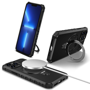 Black iPhone 13 Pro Max Magnetic Ring Shock / Drop Proof Magsafe Case ...