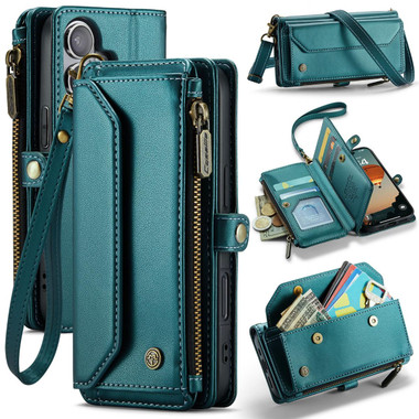 Turquoise Crossbody Wallet Case RFID Zipper & Card Slots For iPhone 16 ...