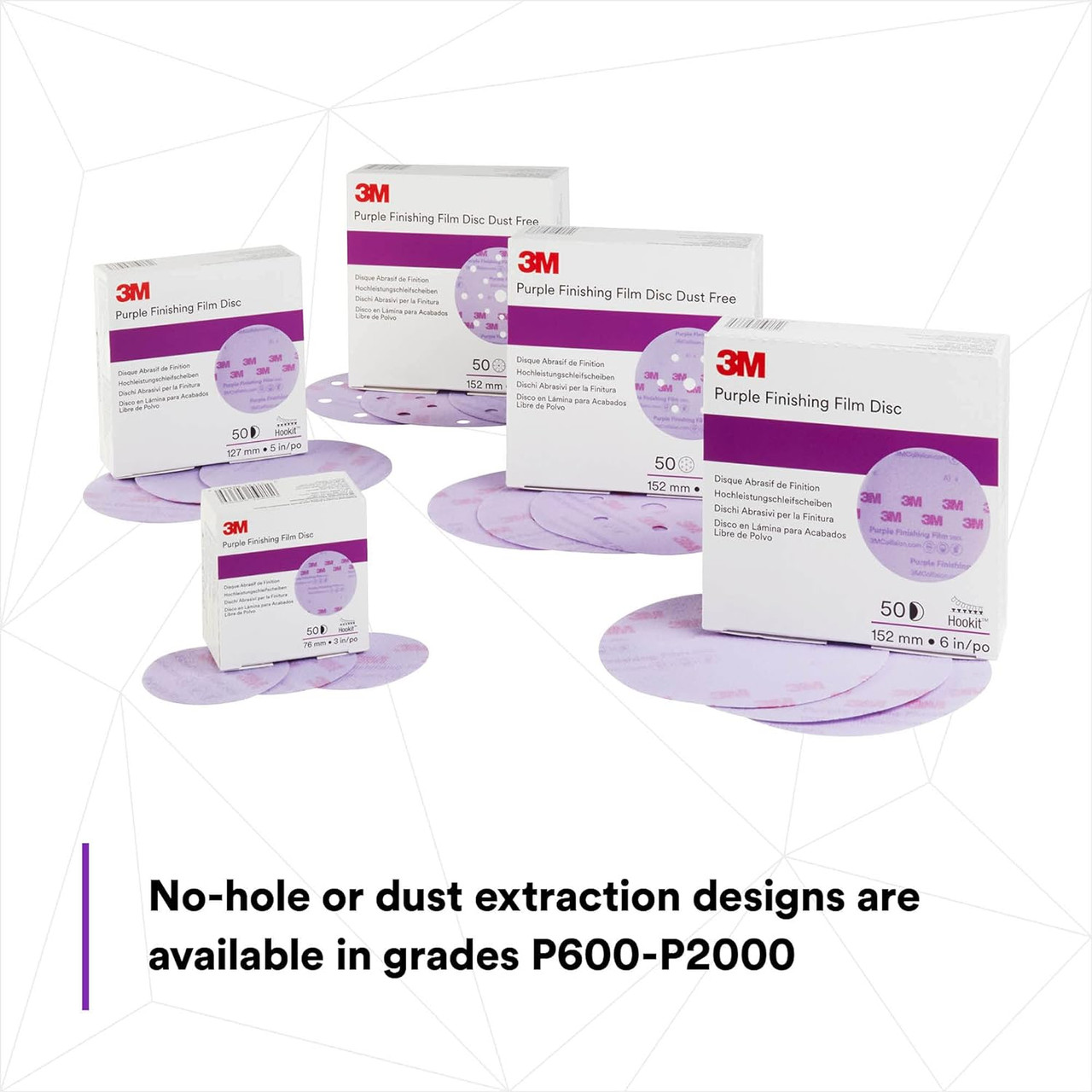 3M 30668 Purple Finishing Film Hookit Disc, 6 in, P1200, 50 discs per ...