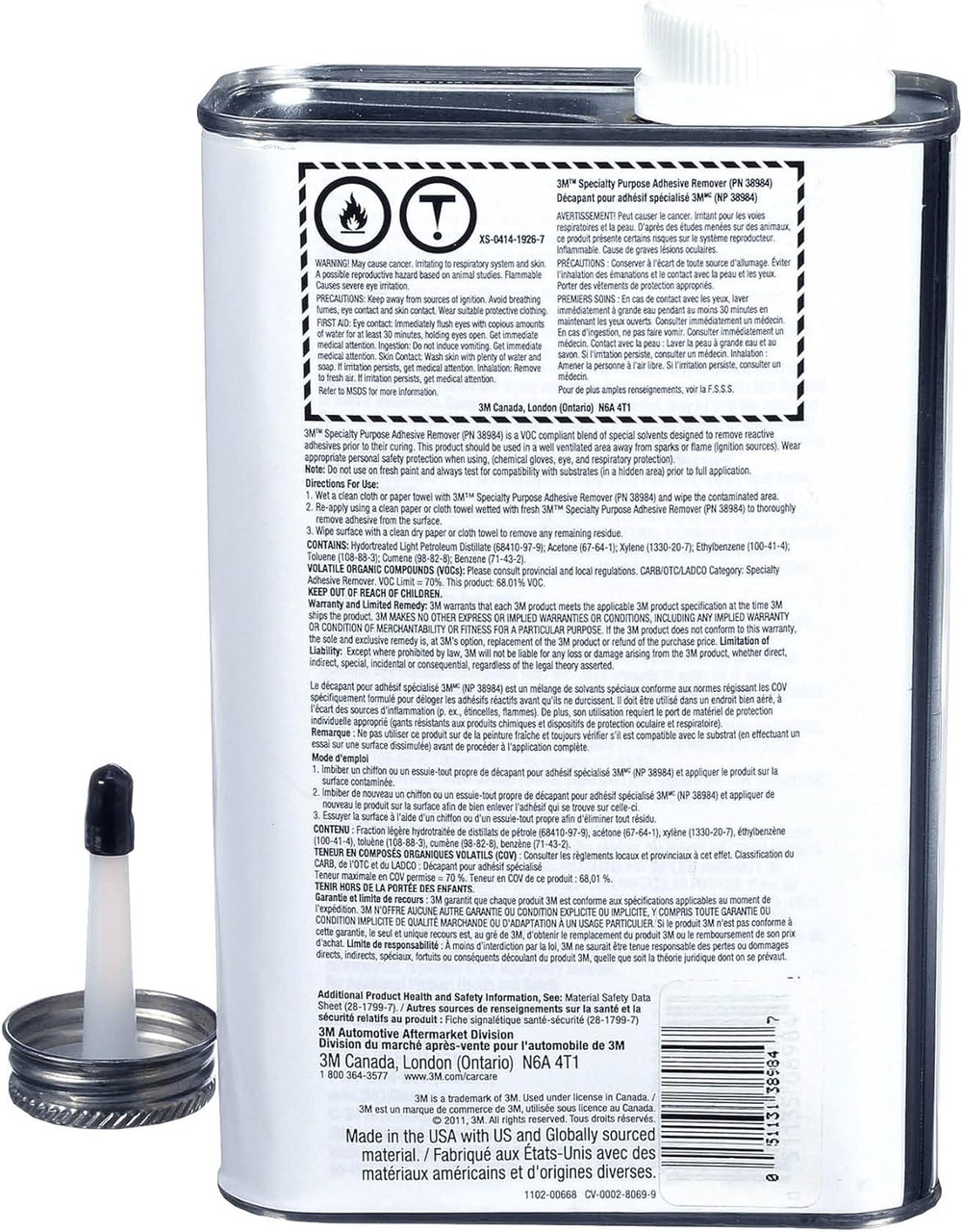 3M 38984 Specialty Adhesive Remover, 1 quart | JB Tools