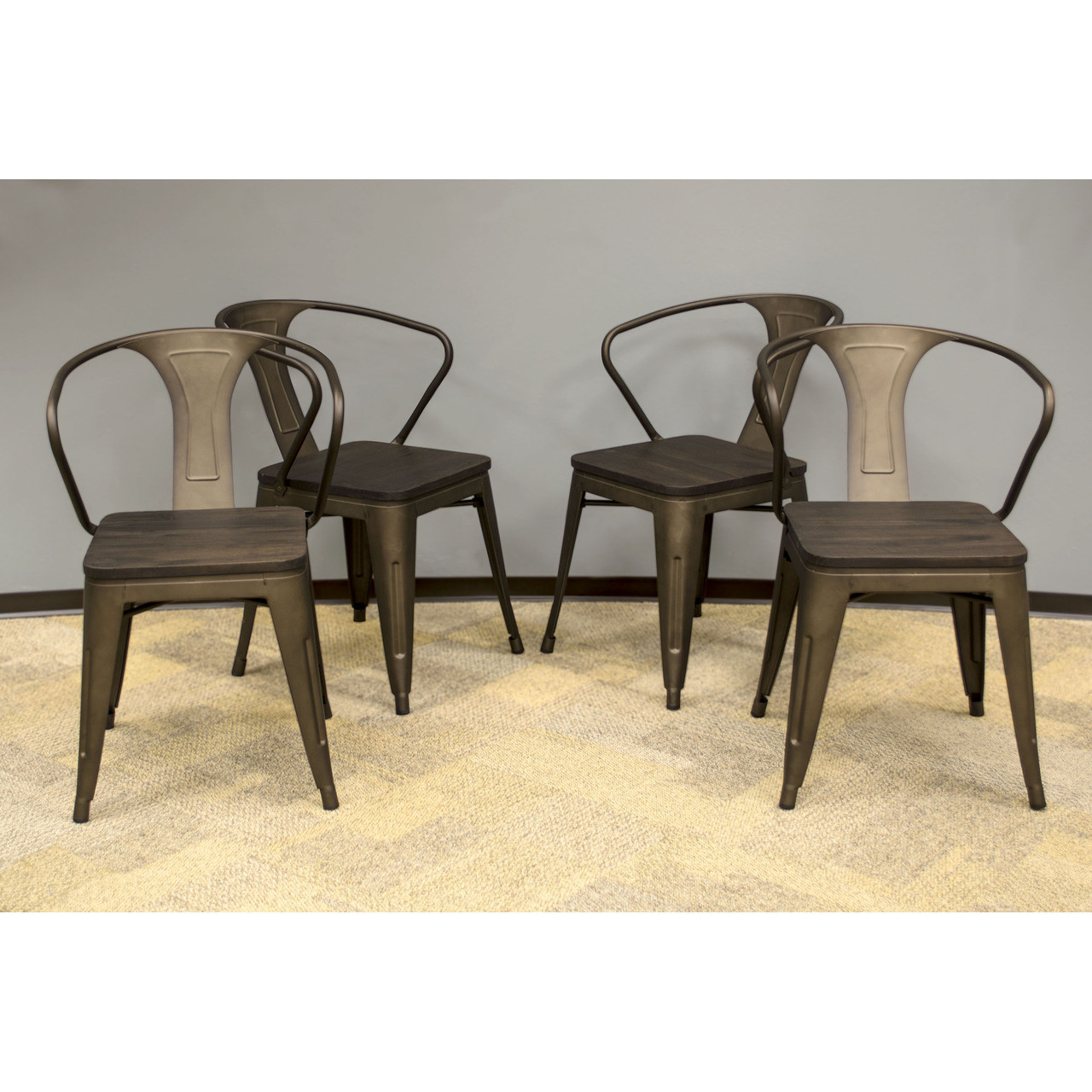AmeriHome Rustic Gunmetal Metal Dining Chair Set (DCHAIRSWL) | JB Tools