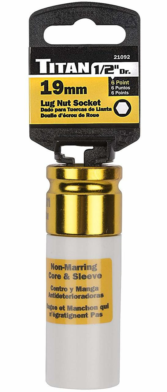 Titan Tools 21092 19mm 1/2" Drive Non-Marring Deep Lug Nut Socket | JB ...