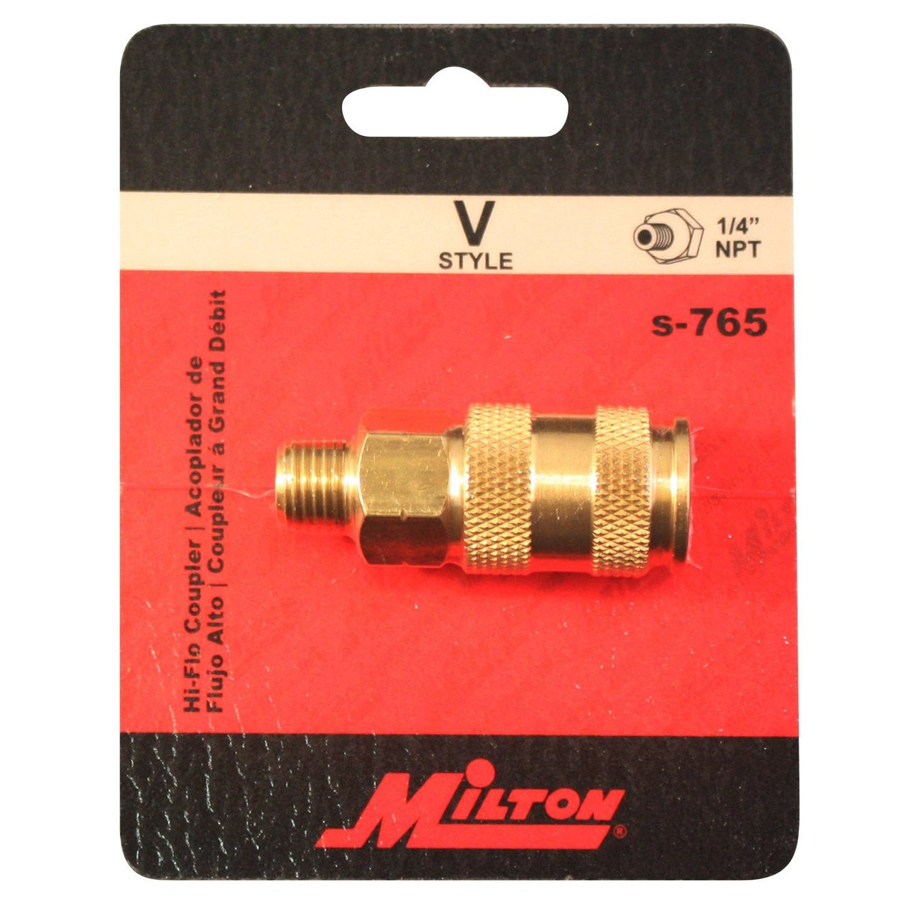 Milton S765 1/4" MNPT Male V-Style High-Flow Coupler | JB Tool Sales