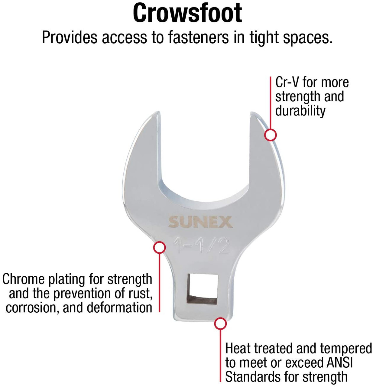 Sunex 1/2" Drive Jumbo SAE Crowfoot Wrench Set 7 Piece (9720A) | JB Tools