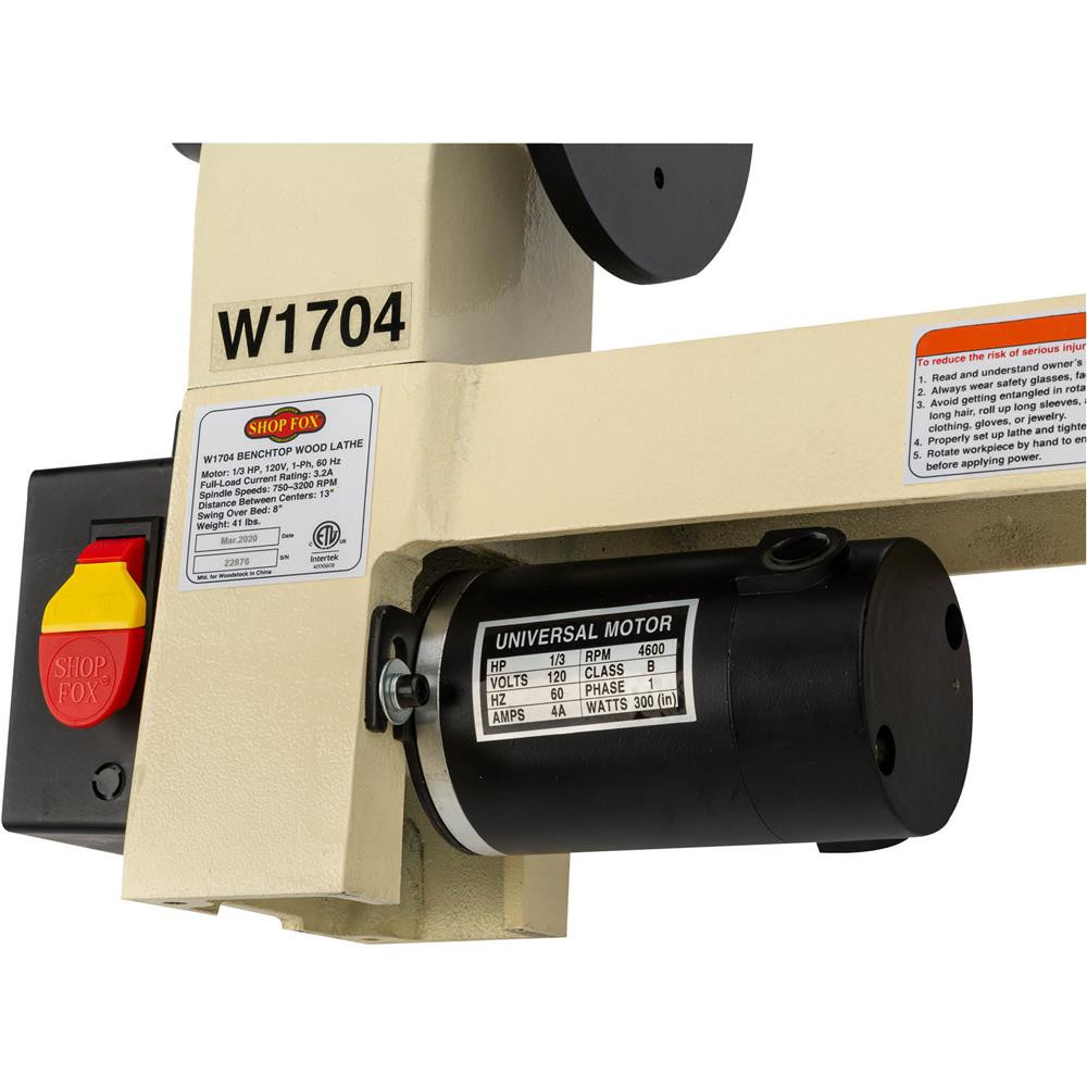 Shop Fox W1704 8" x 13" Bench-Top Wood Lathe | JB Tools