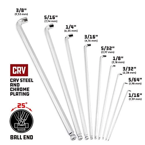 Powerbuilt 9-Piece SAE Stubby Long Arm Ball End Hex Key Set (240099 ...