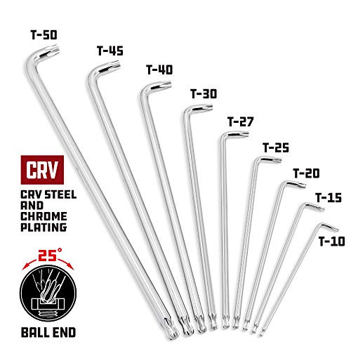 Powerbuilt 240101 9 Piece Stubby Long Arm Ball End Torx Key Wrench Set ...