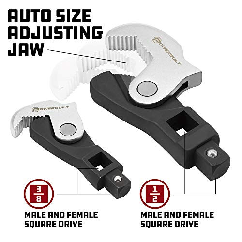 Powerbuilt 240274 2 Piece Spring-Loaded Crowfoot Wrench Set, Adjustable ...