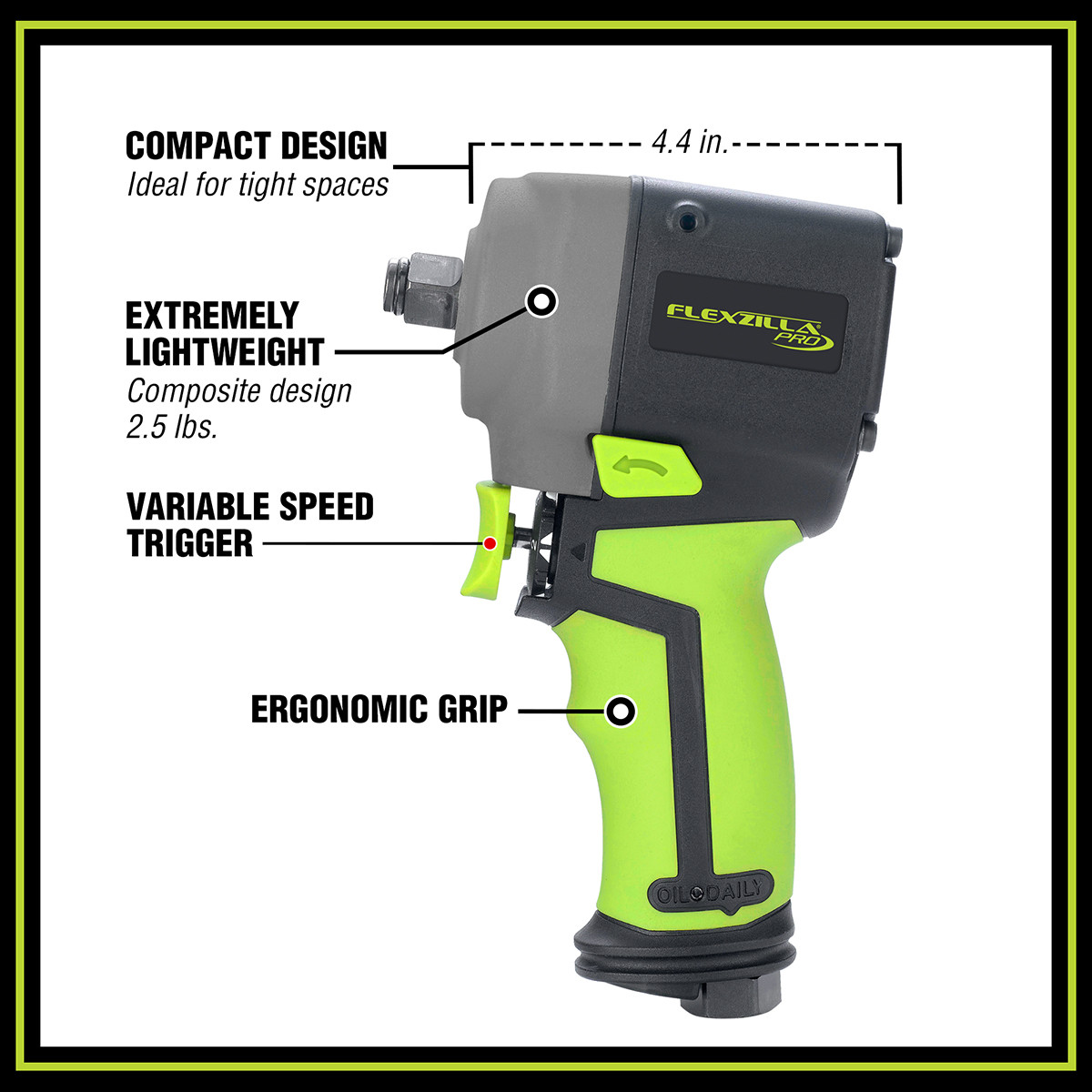 Flexzilla Pro Mini Impact Wrench 1/2" Drive (AT1475FZ) | JB Tools