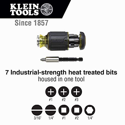 Klein Tools 32308 Multi-bit Stubby Screwdriver, Impact Rated 8-in-1 ...