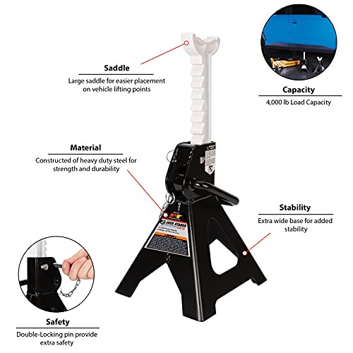 Performance Tool W41002 2 Ton Double Lock Jack Stands (Pair) | JB Tools