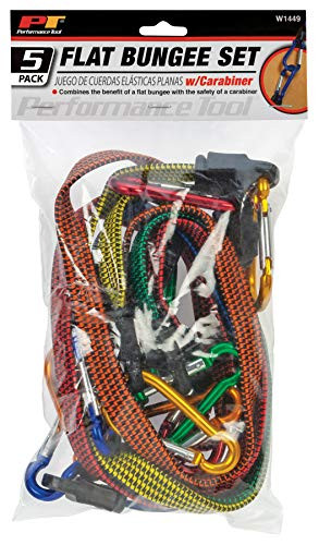 Performance Tool W1449 5pk Flat Carabiner Bungee Cord | JB Tools