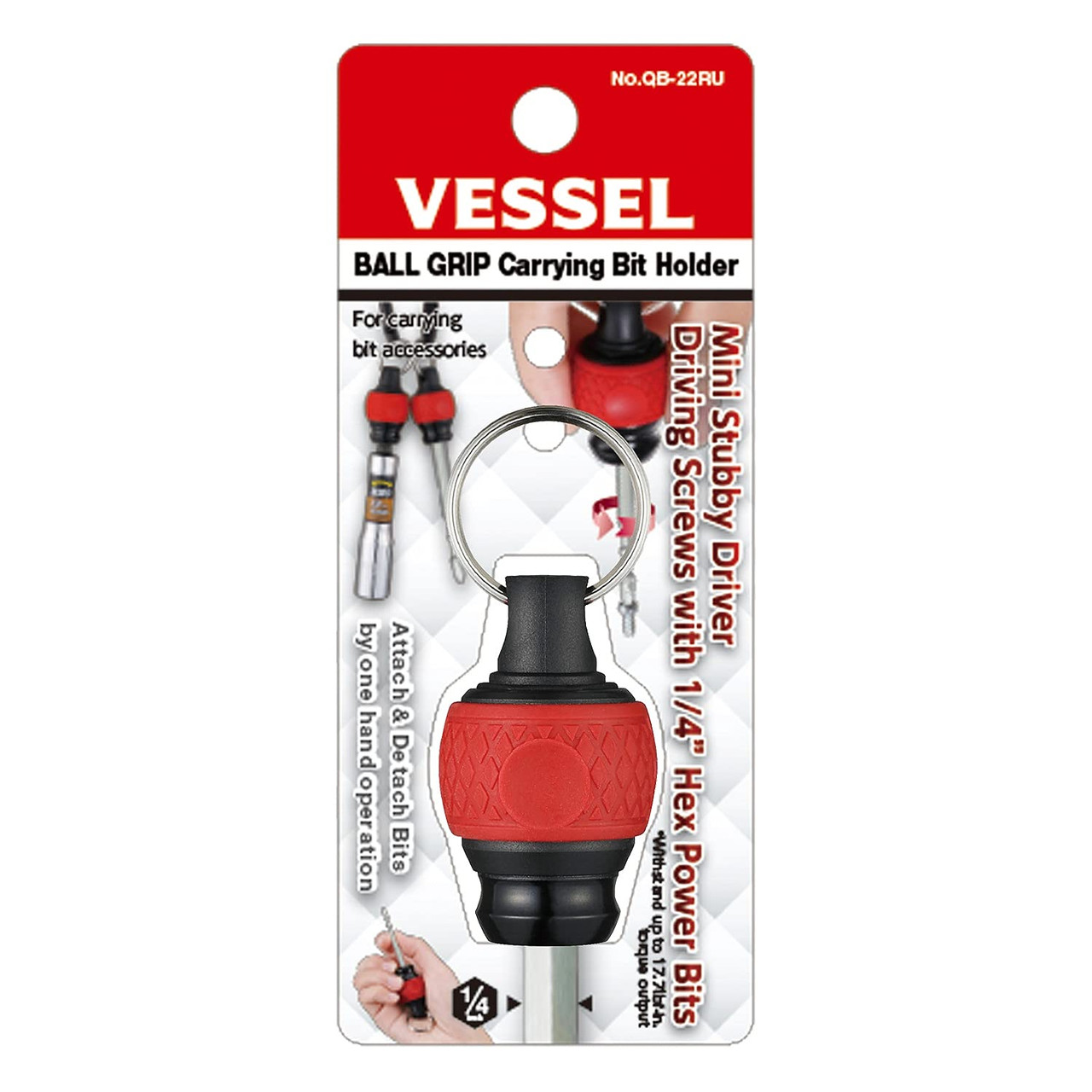 Vessel Ball Carrying Bit Holder - Red (QB22RU) | JB Tools
