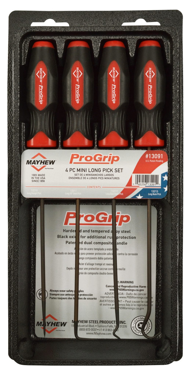 Mayhew 13091 ProMiniature Long Pick Set, Black Oxide Finish, 4 piece ...