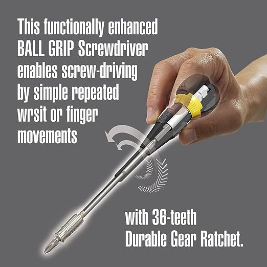 Vessel Ball Grip Ratchet Screwdriver w/ 10 Pc Bit Set (2200MBH120K01 ...