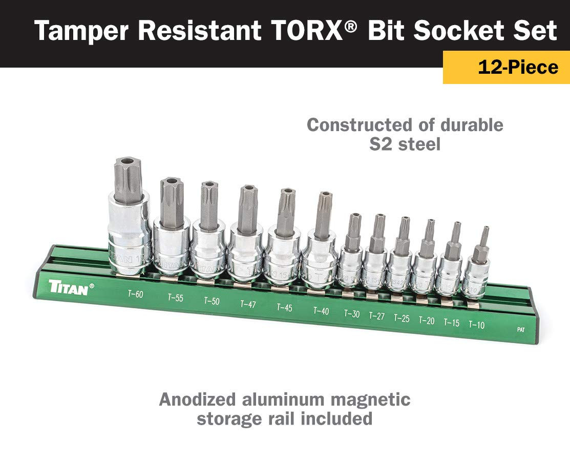 Titan Tools 12 pc. Tamper Resistant Torx Bit Socket Set (16121) | JB Tools