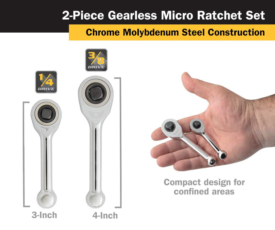 Titan Tools 2 pc. 1/4 in. and 3/8 in. Drive Gearless Micro Ratchet ...