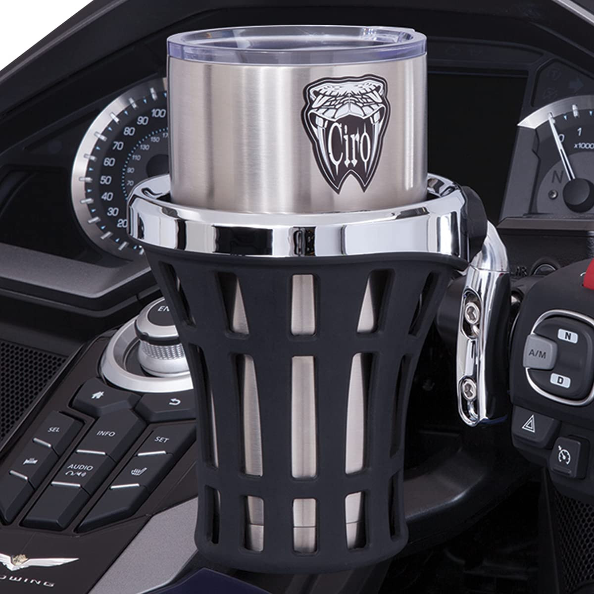Ciro Chrome Big Ass Drink Holder With Chrome Perch Mount (50810) | JB Tools