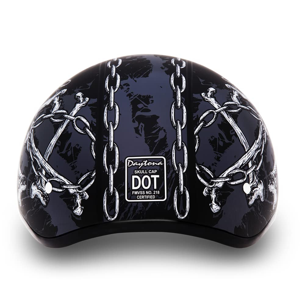 Daytona Helmets Half Skull Cap Motorcycle Helmet [Skull Chains] [L] (D6 ...