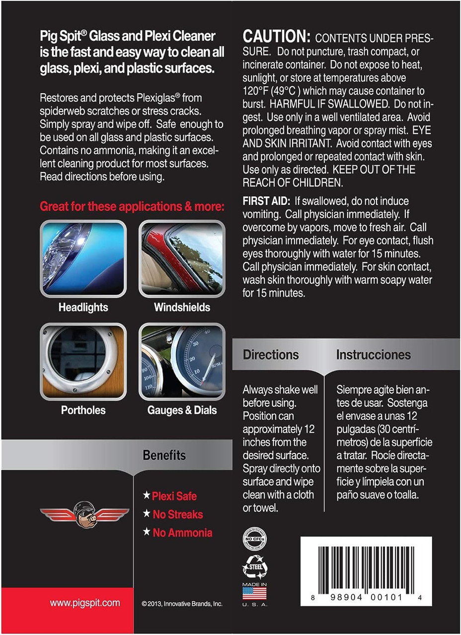 Pig Spit Single Glass Plexi Cleaner Anti Streak Formula (PSGP) | JB Tools