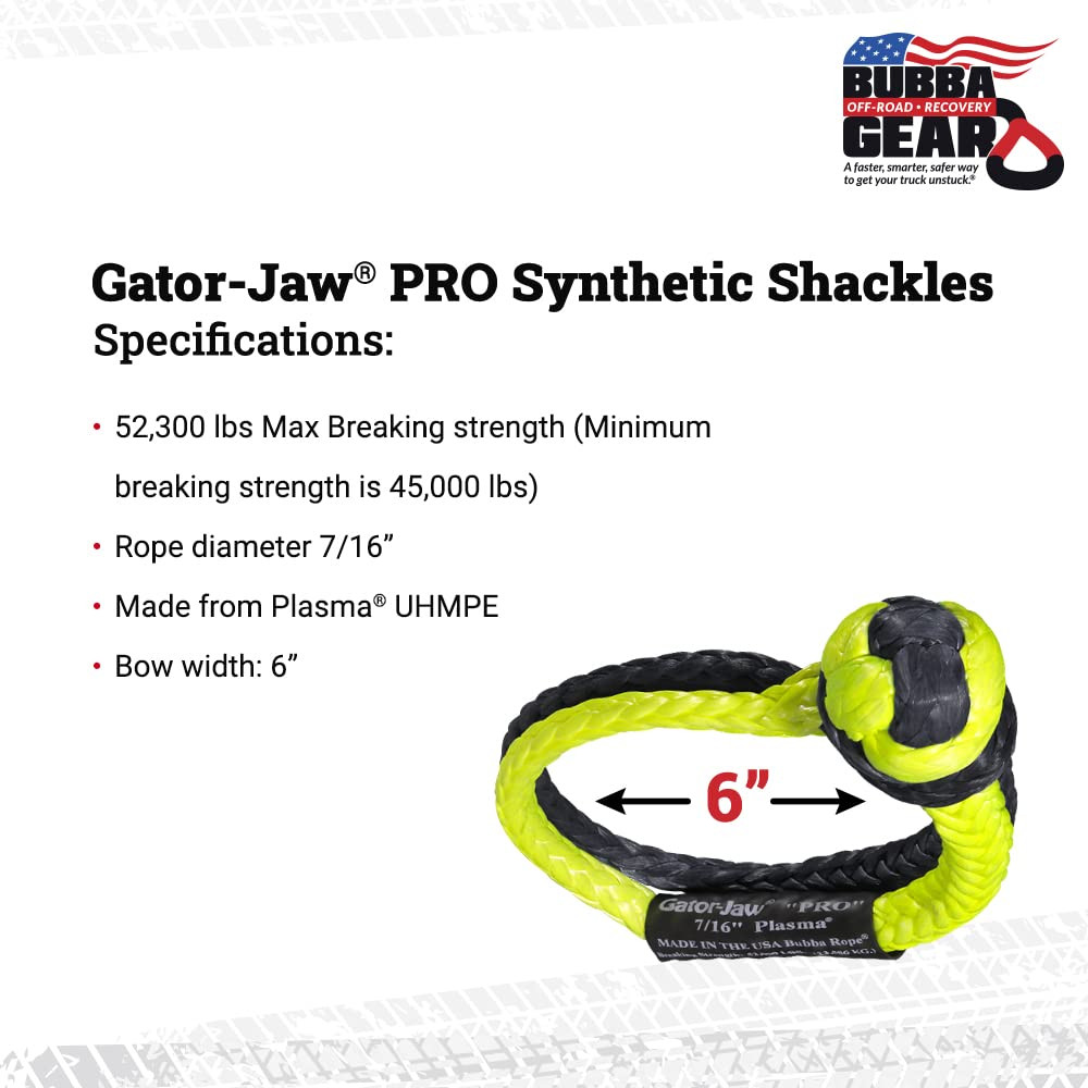 Bubba Rope 7/16" Yellow/Black Gator-Jaw Shackle (176745PRO) | JB Tools